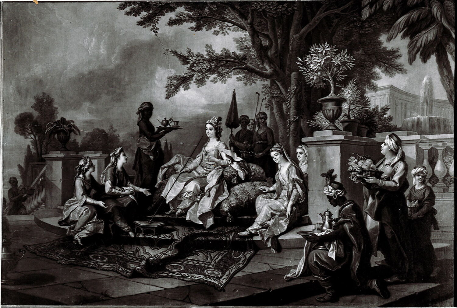 La Sultane favorite avec ses femmes, servie par des eunuques noirs et ...