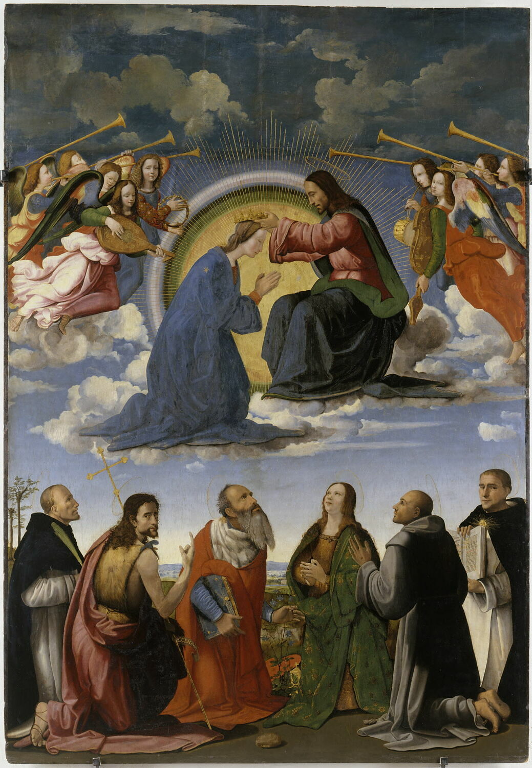 Le Couronnement de la Vierge avec six saints (Pierre martyr, Jean ...