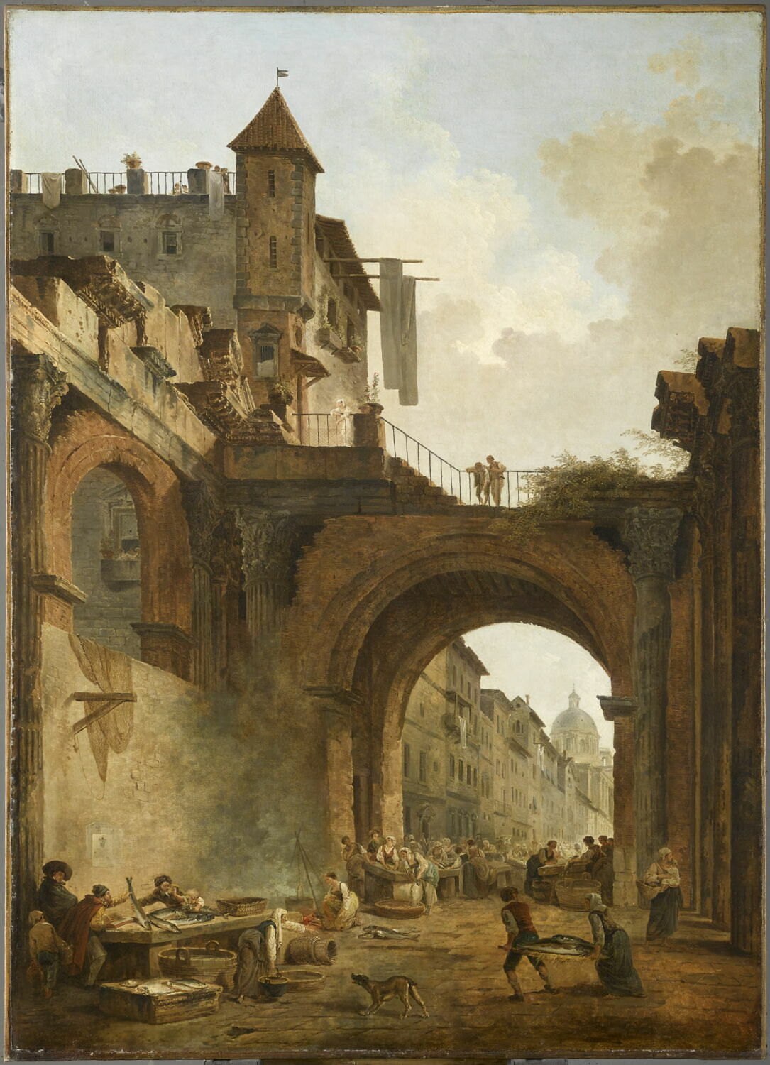 Le Portique d'Octavie à Rome, servant actuellement de marché aux ...