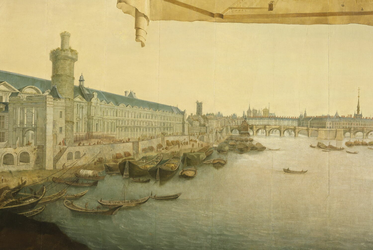 Vue de Paris avec le plan de la Chartreuse de Paris porté par deux ...