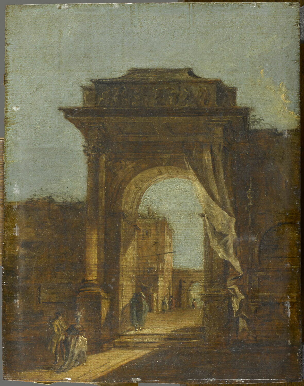 Porte monumentale à l'entrée d'une ville, avec figures - Louvre site ...