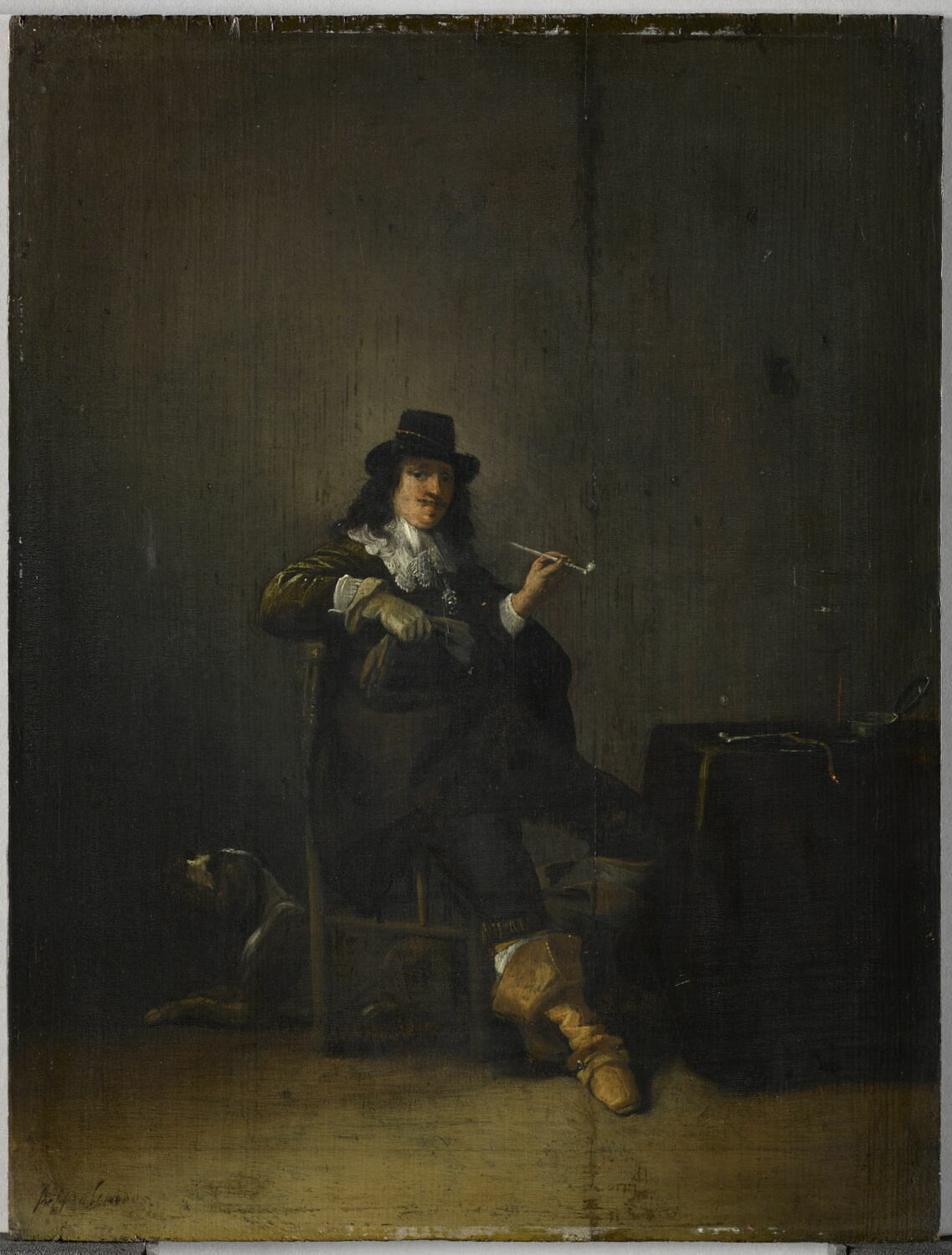 L'Odorat: homme fumant la pipe - Louvre site des collections