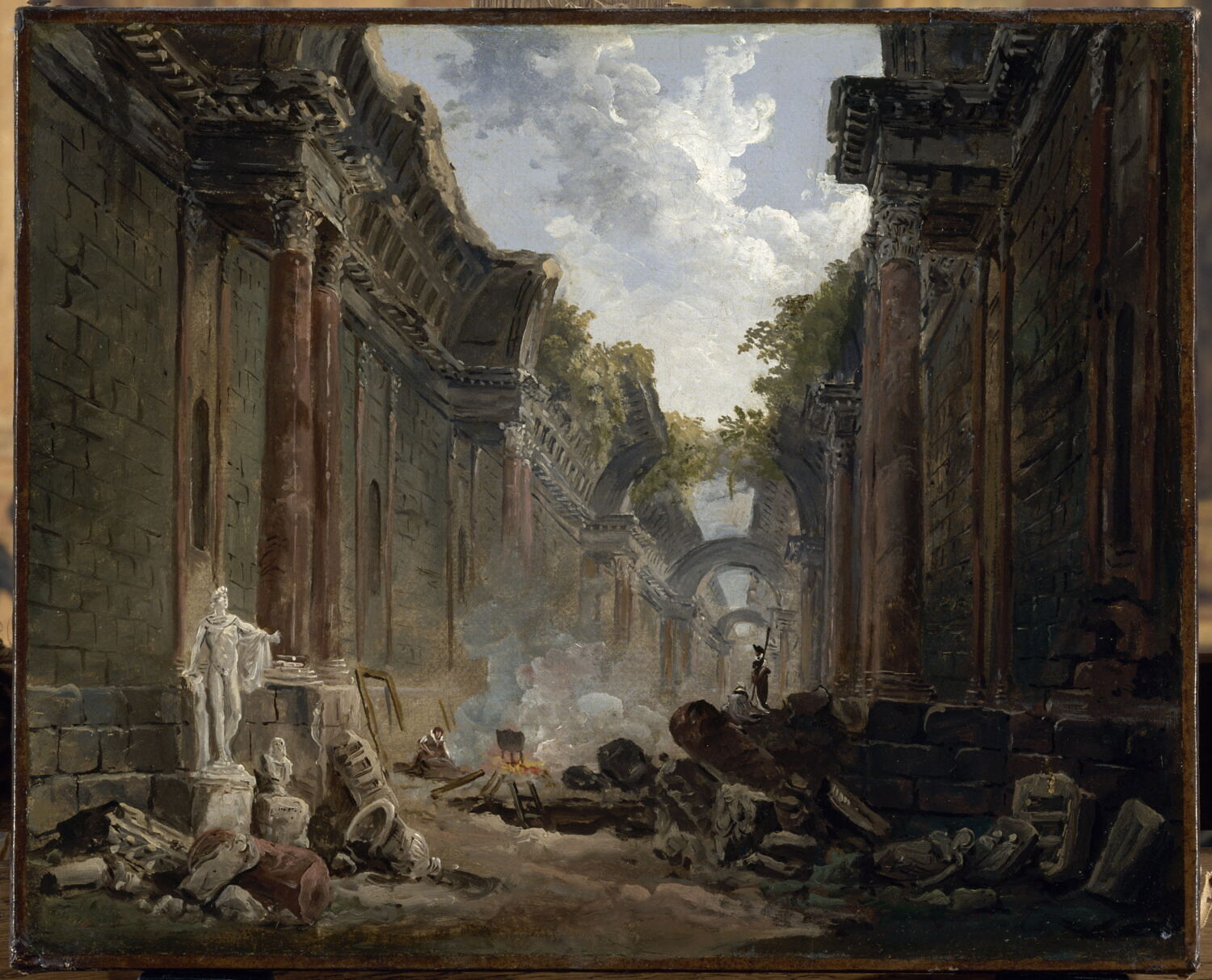 Vue imaginaire de la Grande Galerie du Louvre en ruines - Louvre site ...