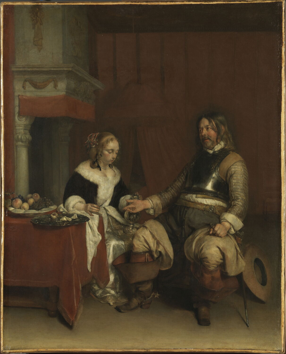 Le Galant Militaire ou jeune femme à laquelle un homme offre de l ...