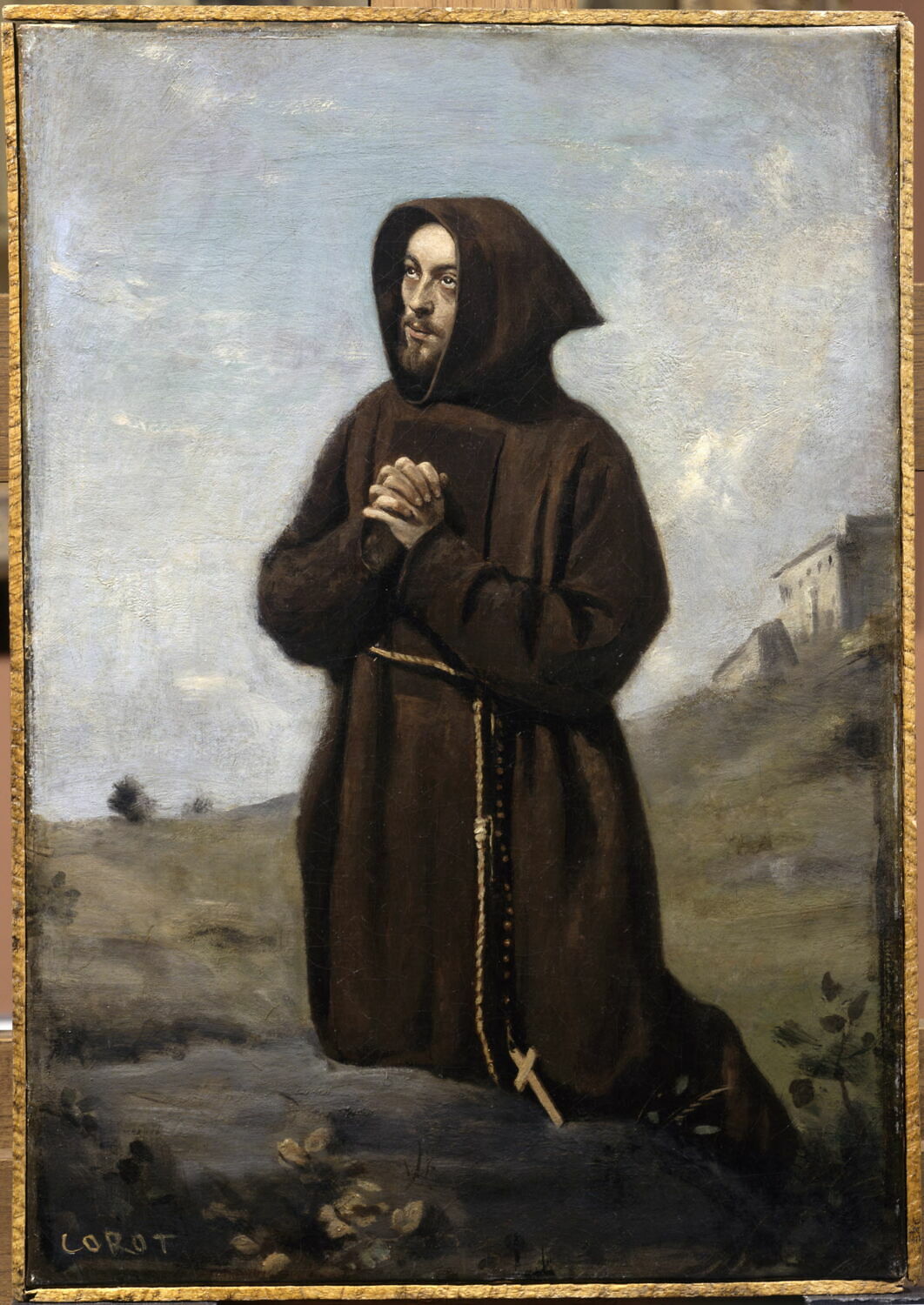 Moine brun en prière, à genoux. - Louvre site des collections