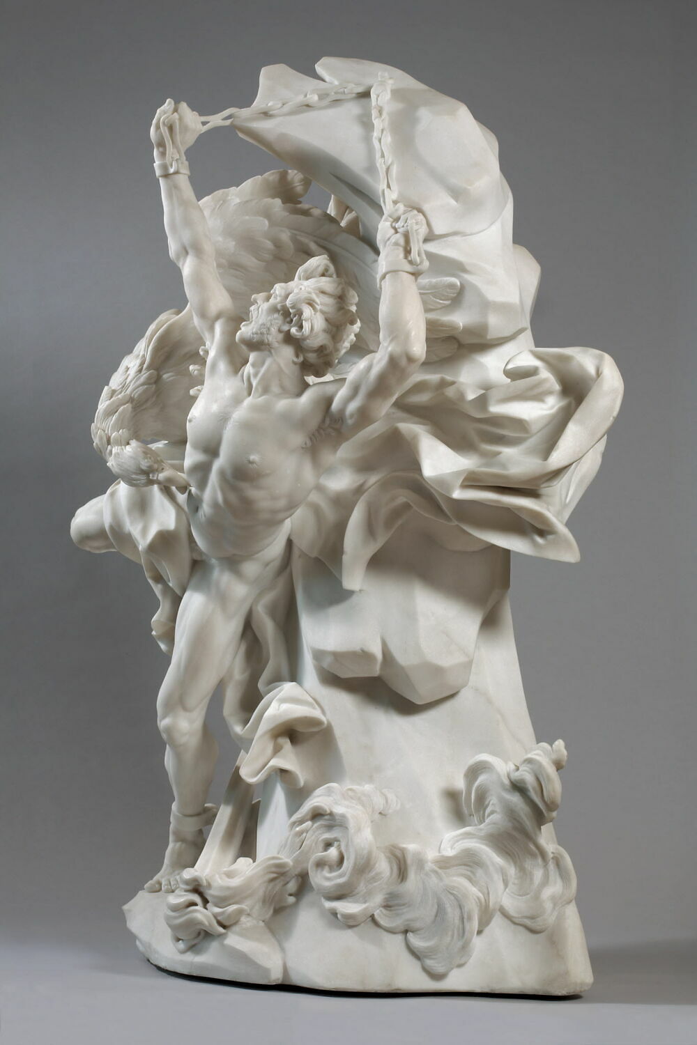 Prométhée attaché sur le mont Caucase, un aigle lui dévore le foie ...