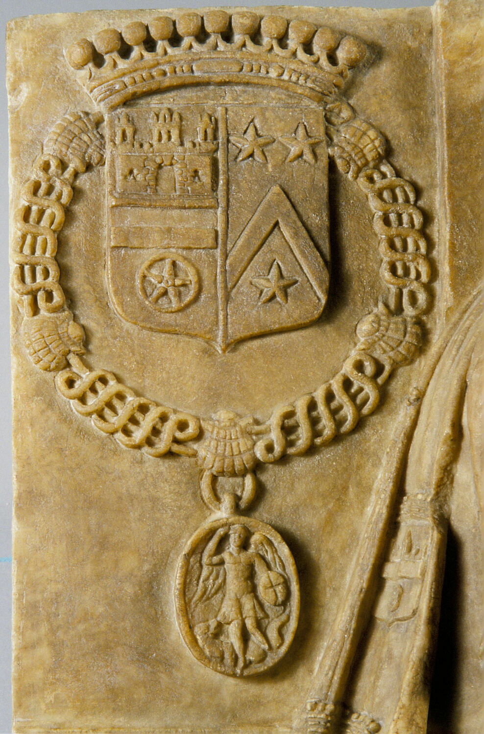 Jean de Rostaing en oraison devant une statue de saint Jean-Baptiste ...