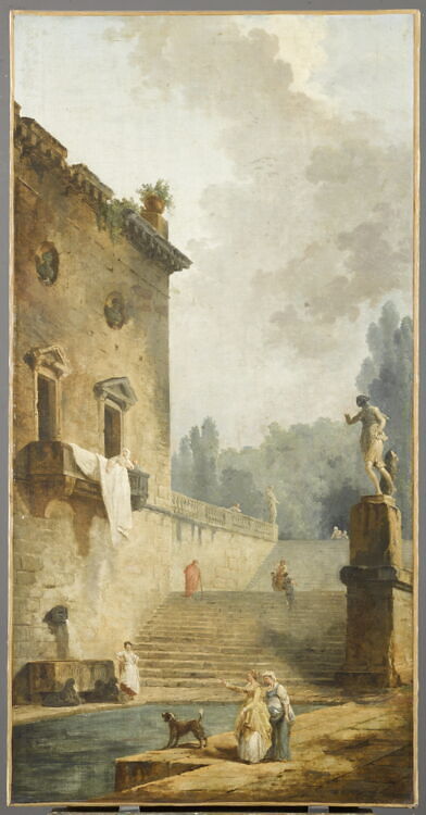 Intérieur de parc romain. L'escalier - Louvre site des collections