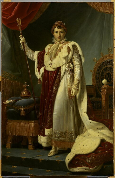 Portrait en pied de Napoléon 1er (1769-1821), en costume du sacre ...