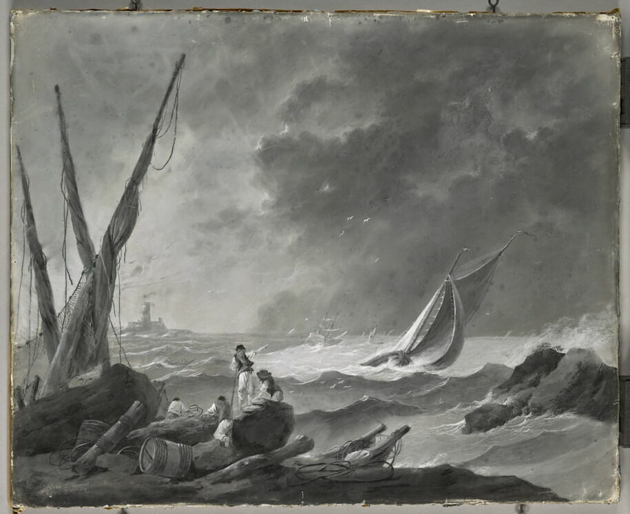 Bateaux sur une mer agitée, dit autrefois Mer agitée - Louvre Collections