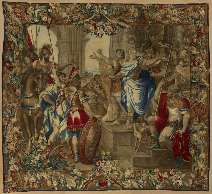 Vespasien et Titus acclamés par l'armée ou Titus associé à l'Empire, de ...