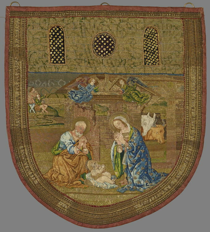 Chaperon liturgique brodé : la Nativité - Louvre site des collections