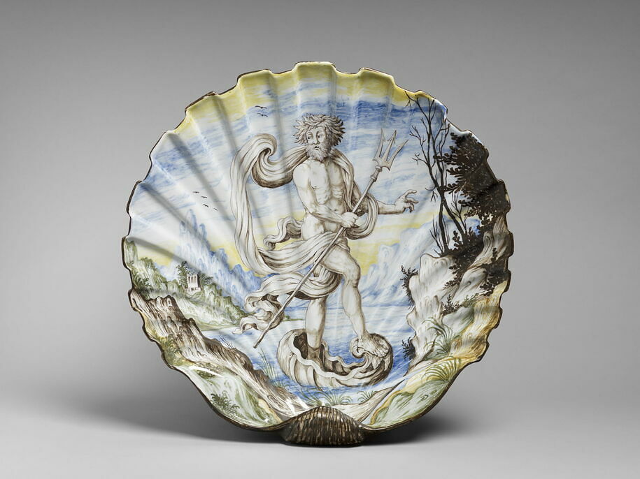 Bassin en forme de coquille polychrome : Neptune - Louvre Collections