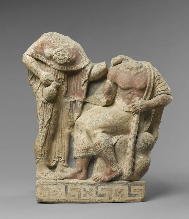 Antéfixe avec Héraclès et Athéna - Louvre site des collections