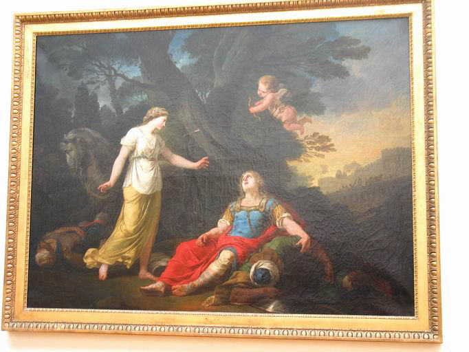 Tancrède blessé après avoit tué Argan est secouru par Clorinde - Louvre ...