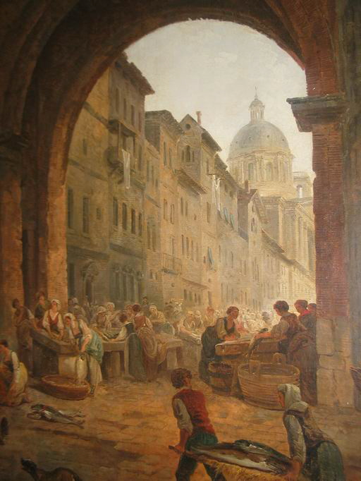 Le Portique d'Octavie à Rome, servant actuellement de marché aux ...