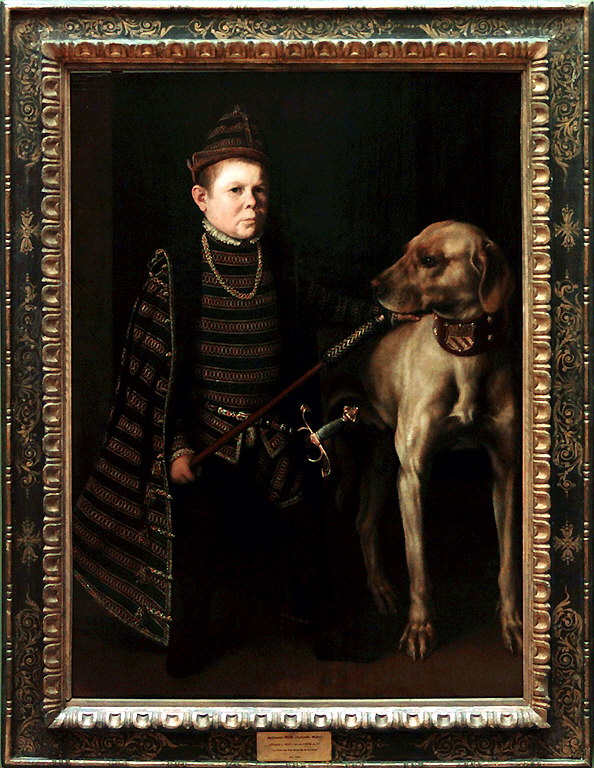 Portrait du nain du cardinal de Granvelle tenant un chien - Louvre site ...