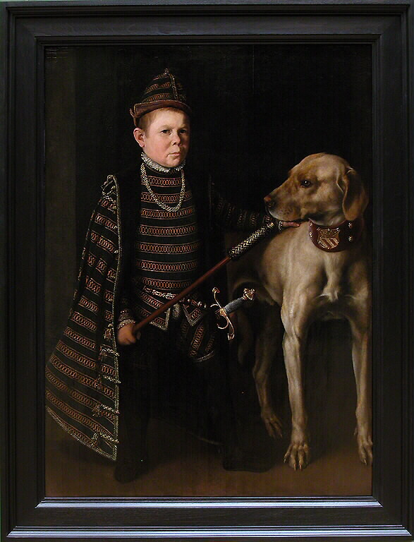 Portrait du nain du cardinal de Granvelle tenant un chien - Louvre site ...