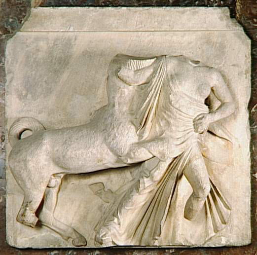 Dixième métope sud du Parthénon, centaure et femme lapithe - Louvre ...